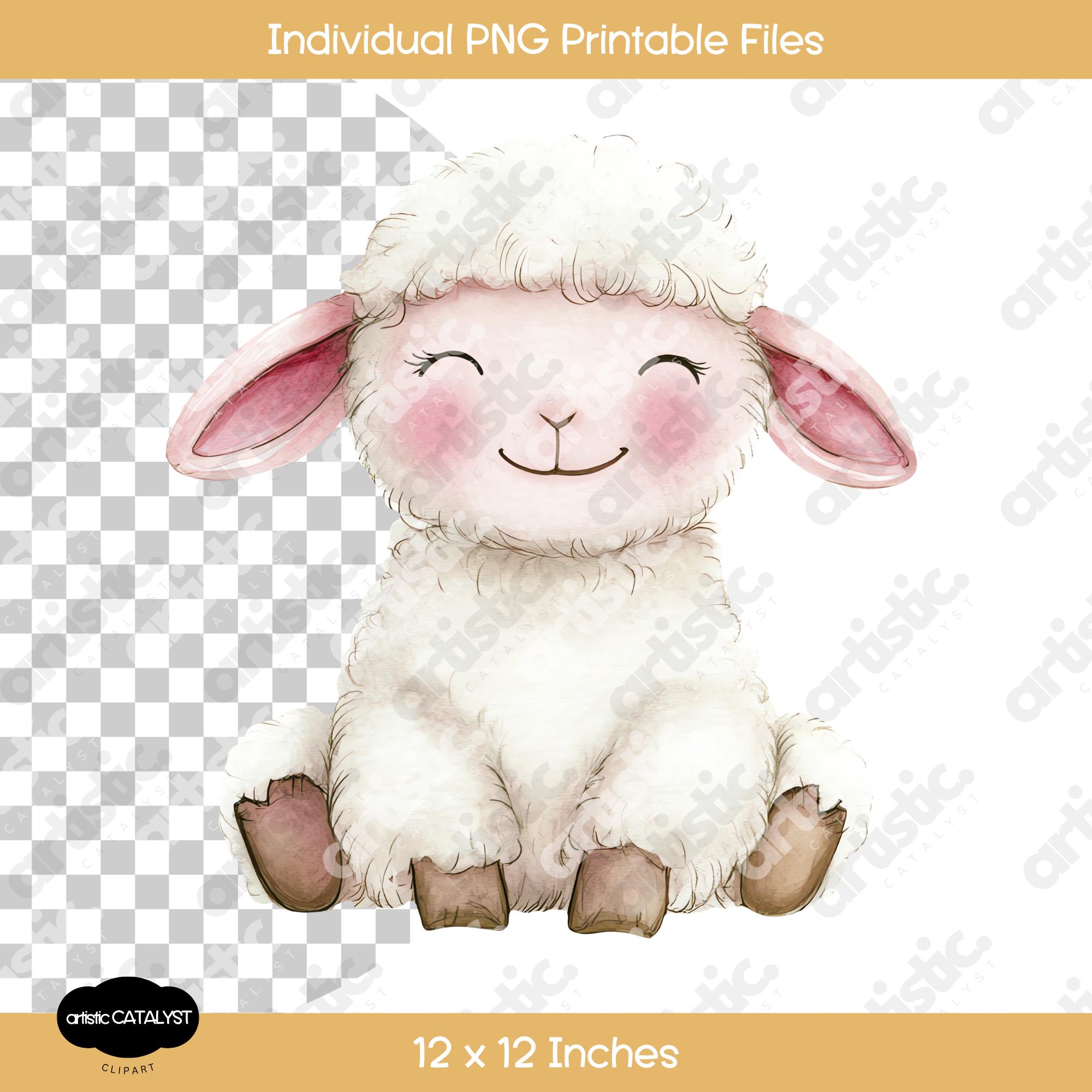 Watercolor Sheep Clipart Bundle: Farm Animal Graphics (digital Download ...