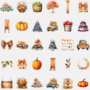 Autumn Clipart and Watercolour Fall Bundle, Fall Leaf Clip Art ...