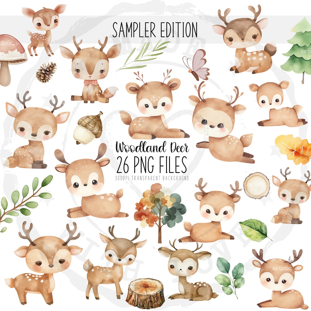 Woodland Deer Sampler Gender Reveal Party Buck or Doe PNG Woodland Baby ...