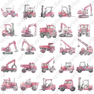 Pink Tractor Clipart and Construction Vehicles for Girls – Digger ...