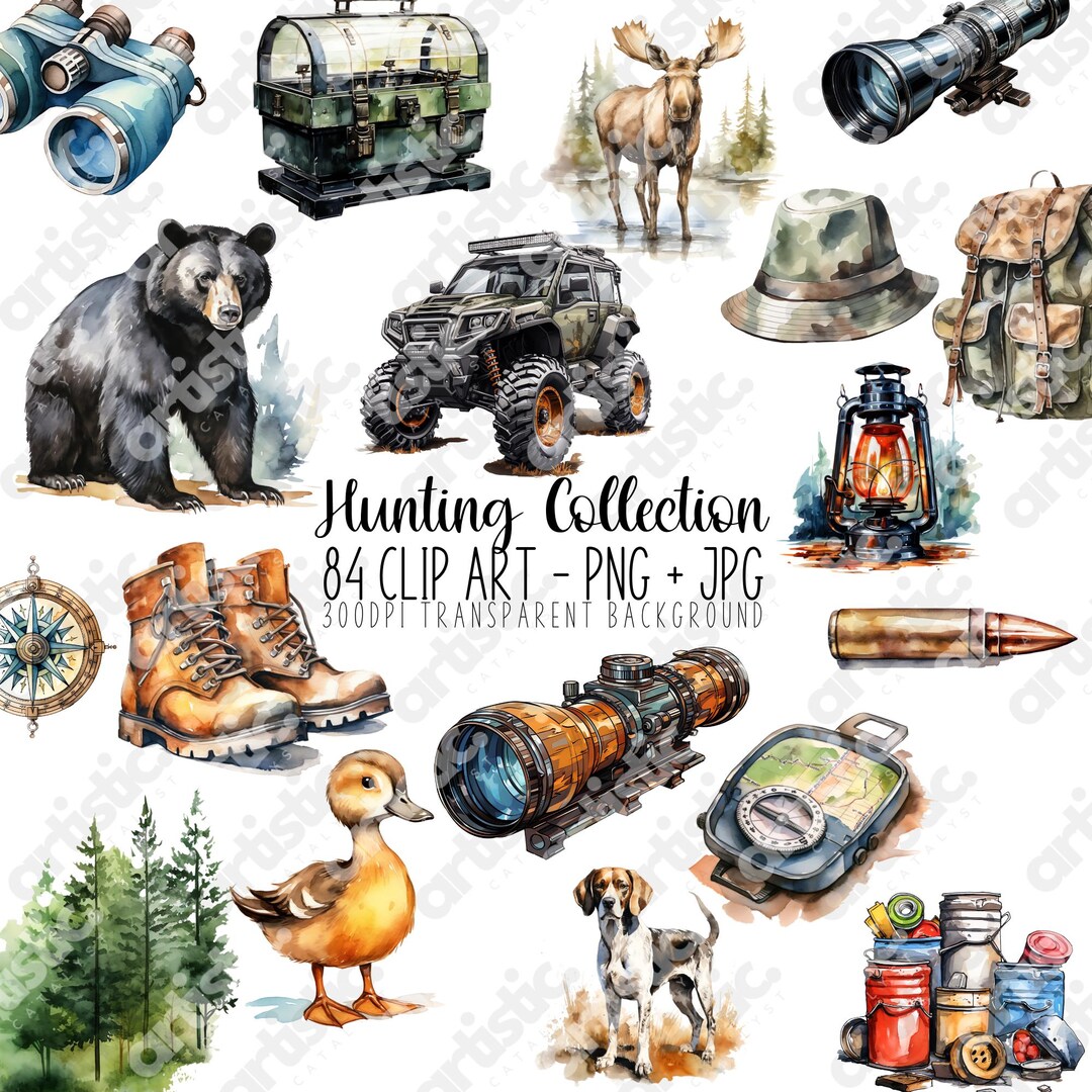 Hunting Clipart Bundle Set | Moose, Deer, Duck and Target | Transparent ...