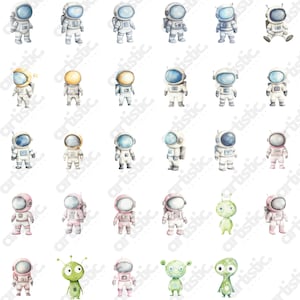 Watercolor Astronaut Clipart Bundle: Space Shuttle, Rocket PNG (digital ...