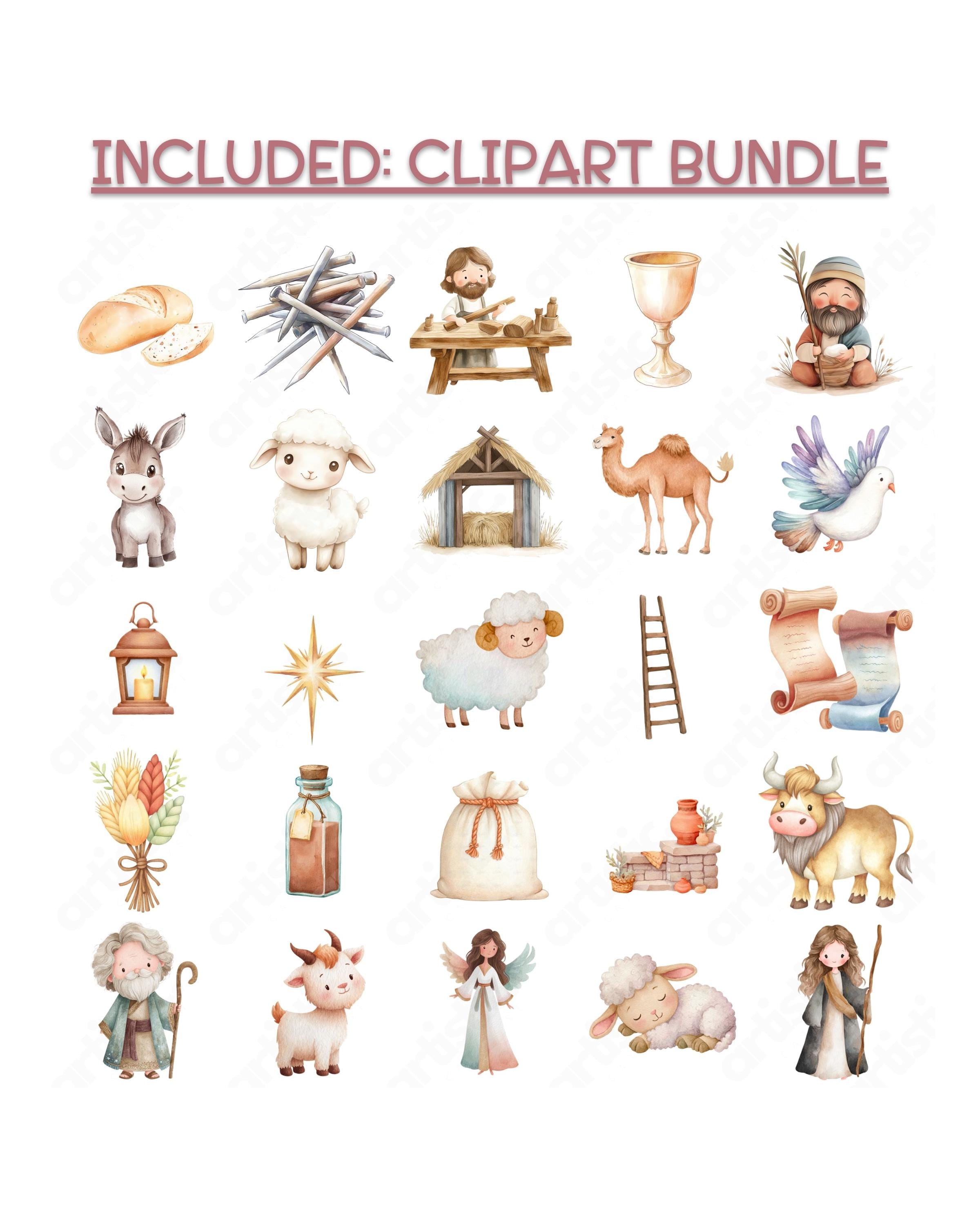 Bible Characters Watercolor Nativity Clipart Set Christmas Religious ...