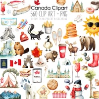 Watercolor Canada Day Clipart, 30 PNG Canada Day Clip Art, Commercial ...