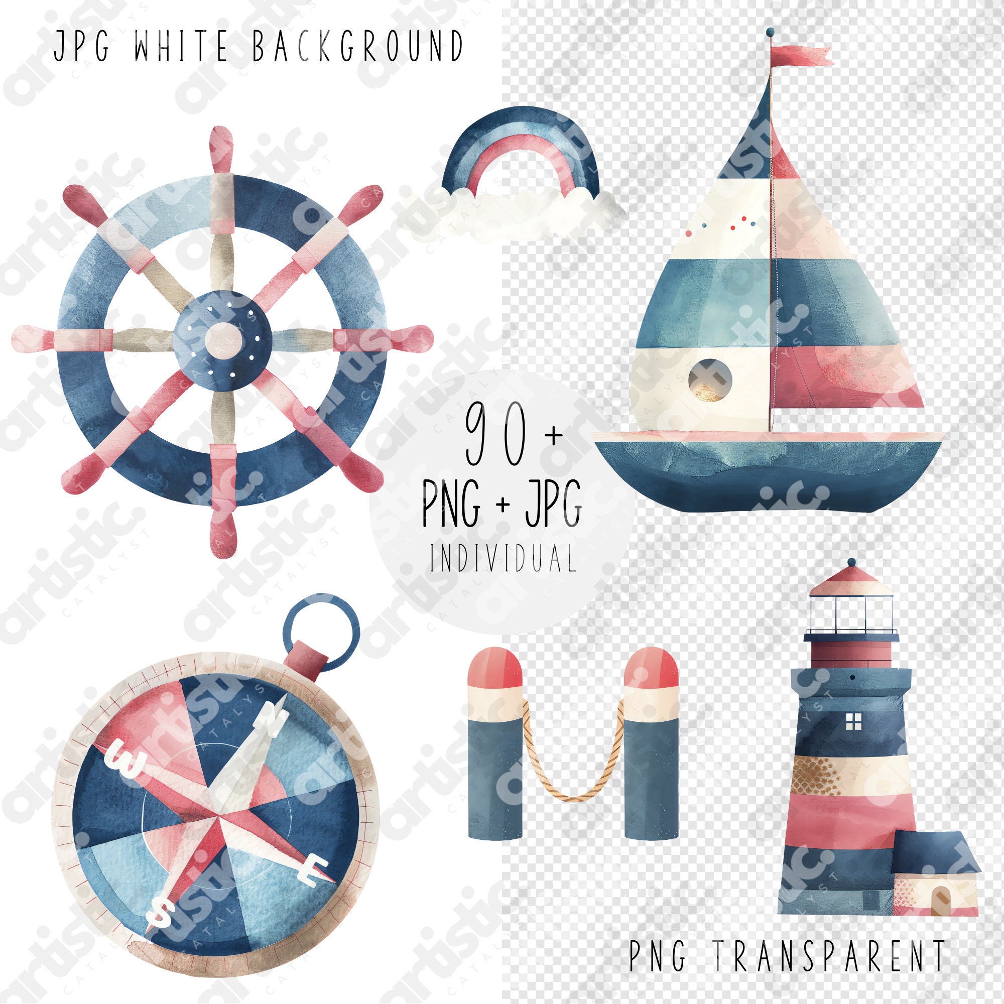 Watercolor Sailor Clipart: Nautical PNG Collection (digital Download ...
