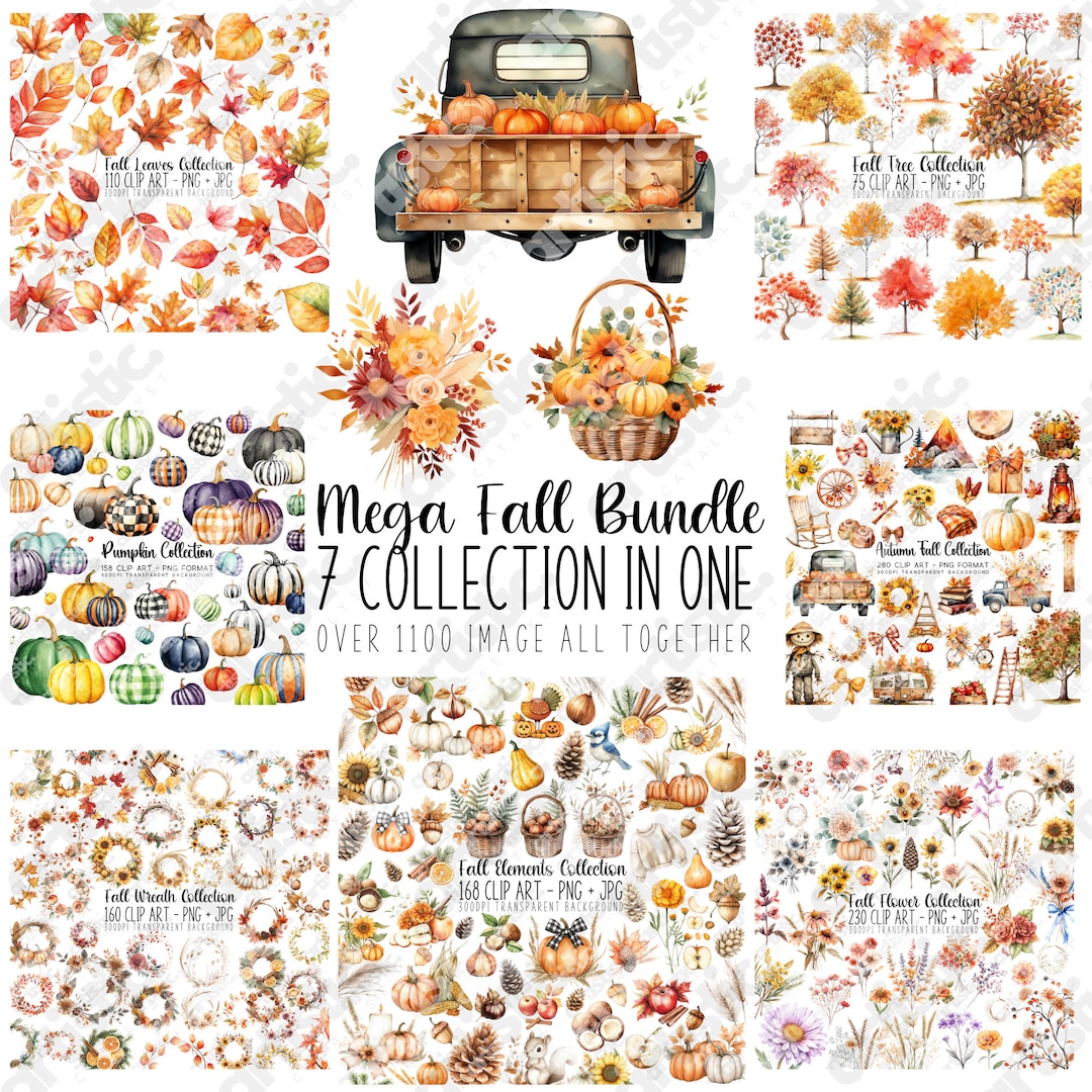 Fall Clipart Bundle: 1100+ Watercolor PNG Images (commercial Use) - Etsy