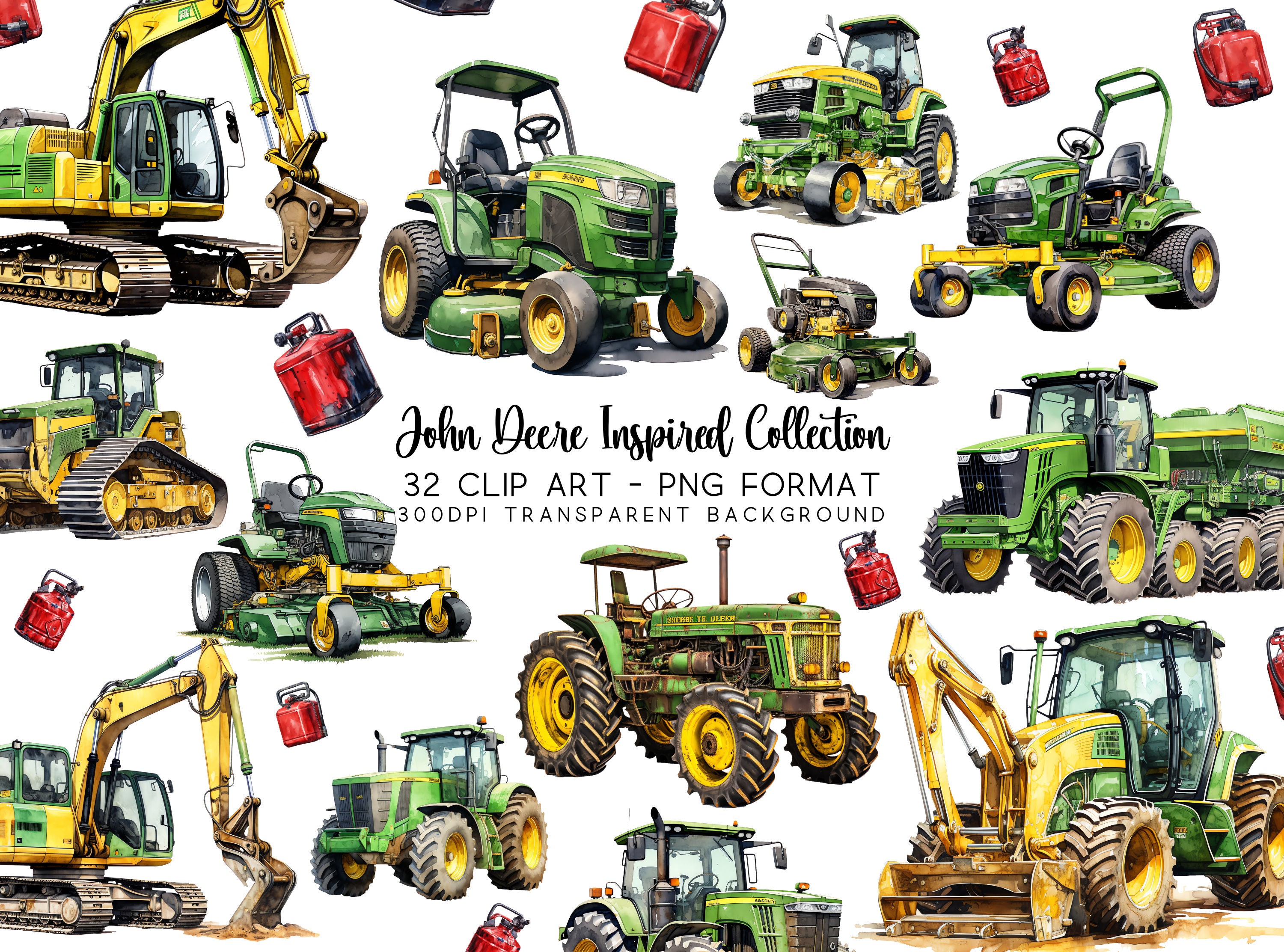 Tractor Clipart Set 32 John Deere Inspired Bundle Clip Art - Etsy