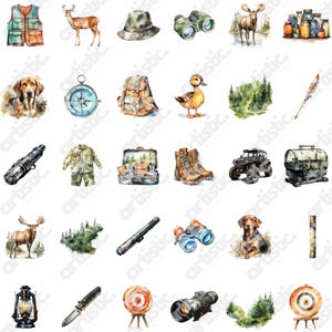 Hunting Clipart Bundle Set | Moose, Deer, Duck and Target | Transparent ...