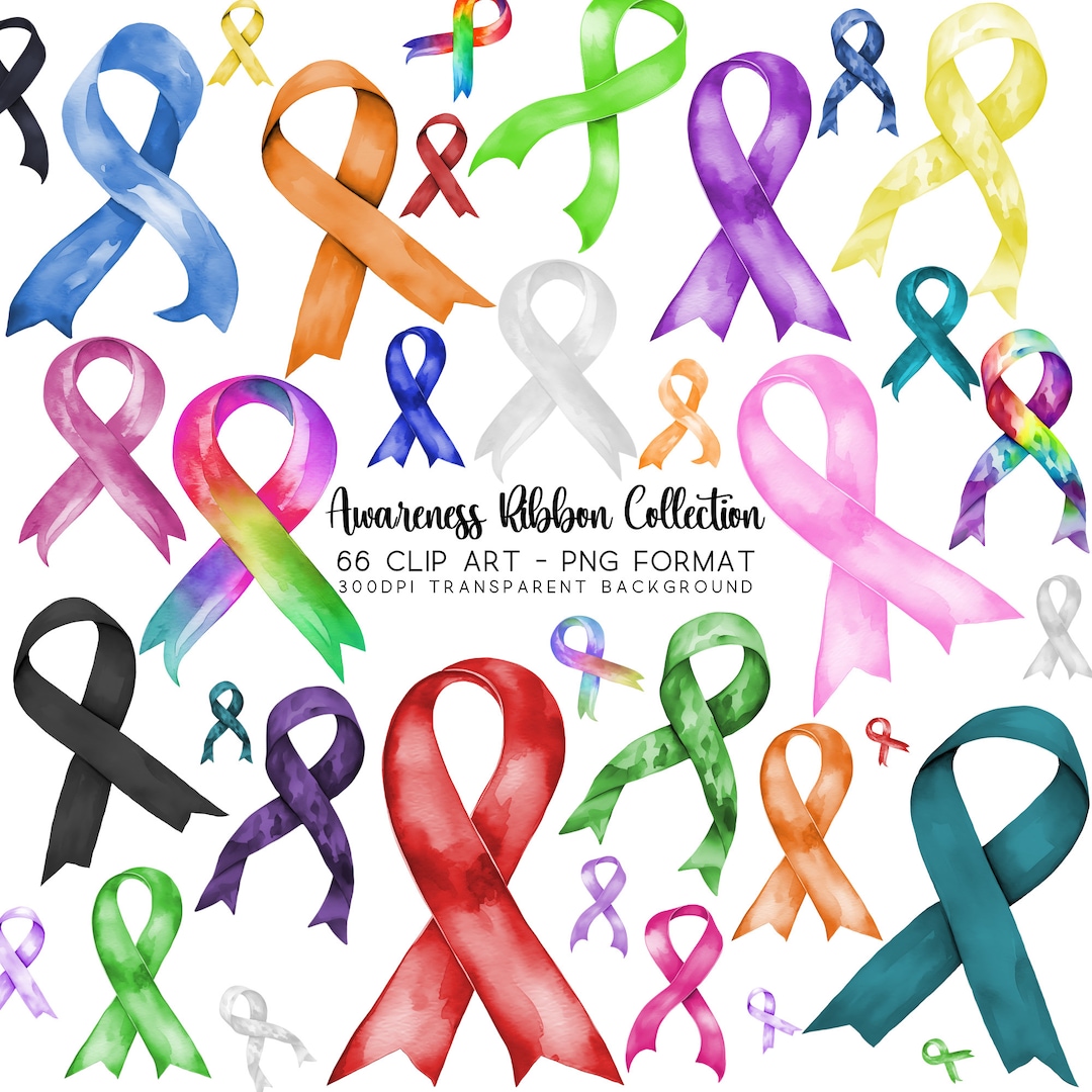 Awareness Ribbon Clipart: 66 PNG & JPG Image Files (digital Download ...