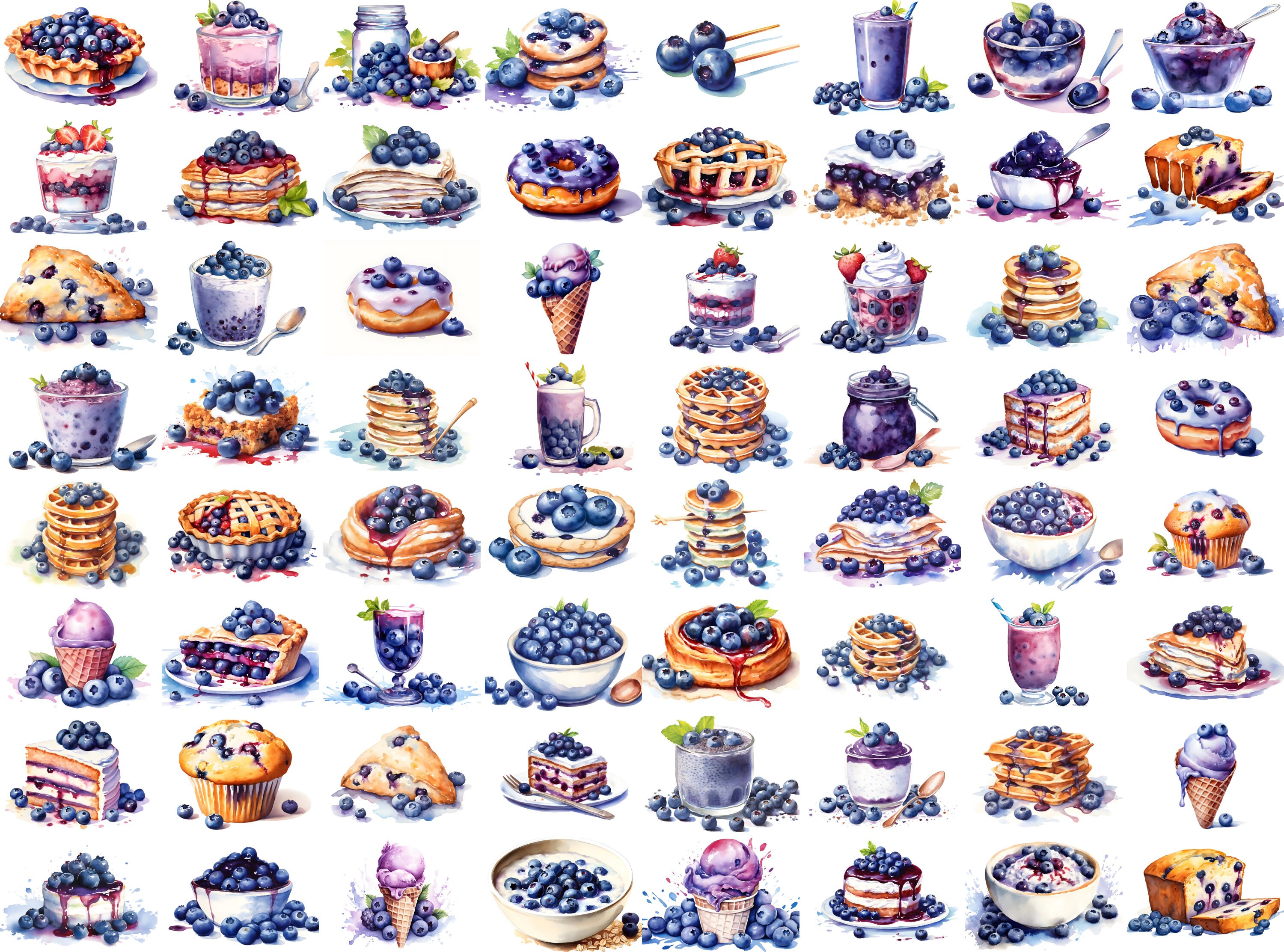 Blueberry Clipart Bundle Set 90 PNG and JPG Transparent & - Etsy Canada