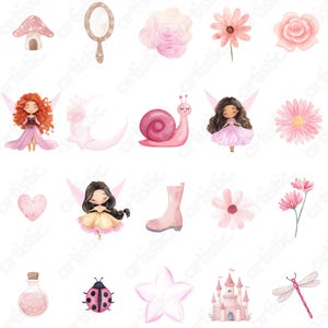 Pink Fairy Clipart Set: Watercolor Fantasy Pngs (digital Download, 300 ...