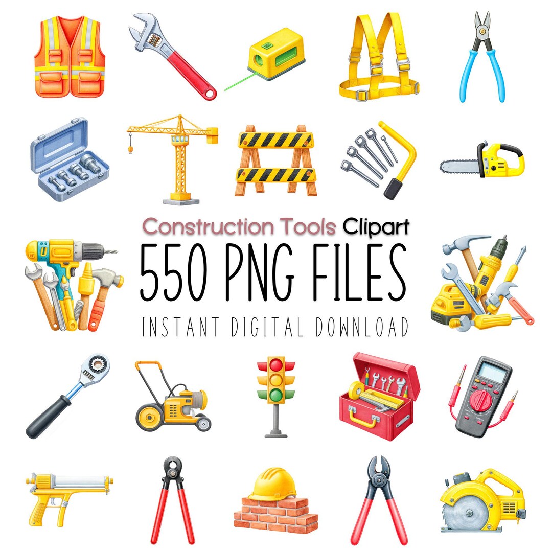 Construction Clipart PNG Bundle: 550+ Digital Graphics - Etsy