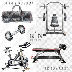 Watercolor Gym Clipart: Fitness & Boxing Artwork (PNG) - Etsy