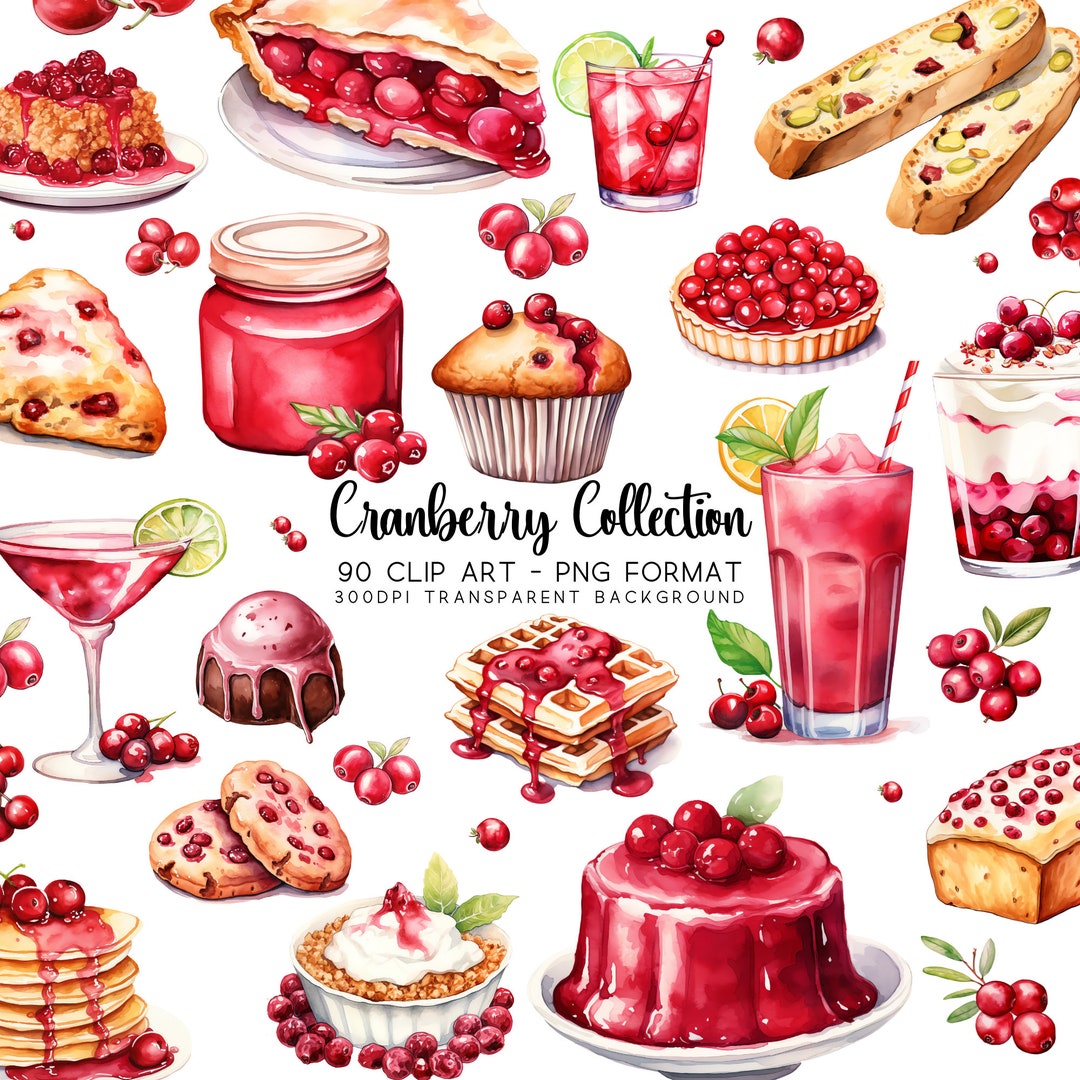 Cranberry Clipart Library | Bundle Clip Art Set, Watercolour Clipart ...