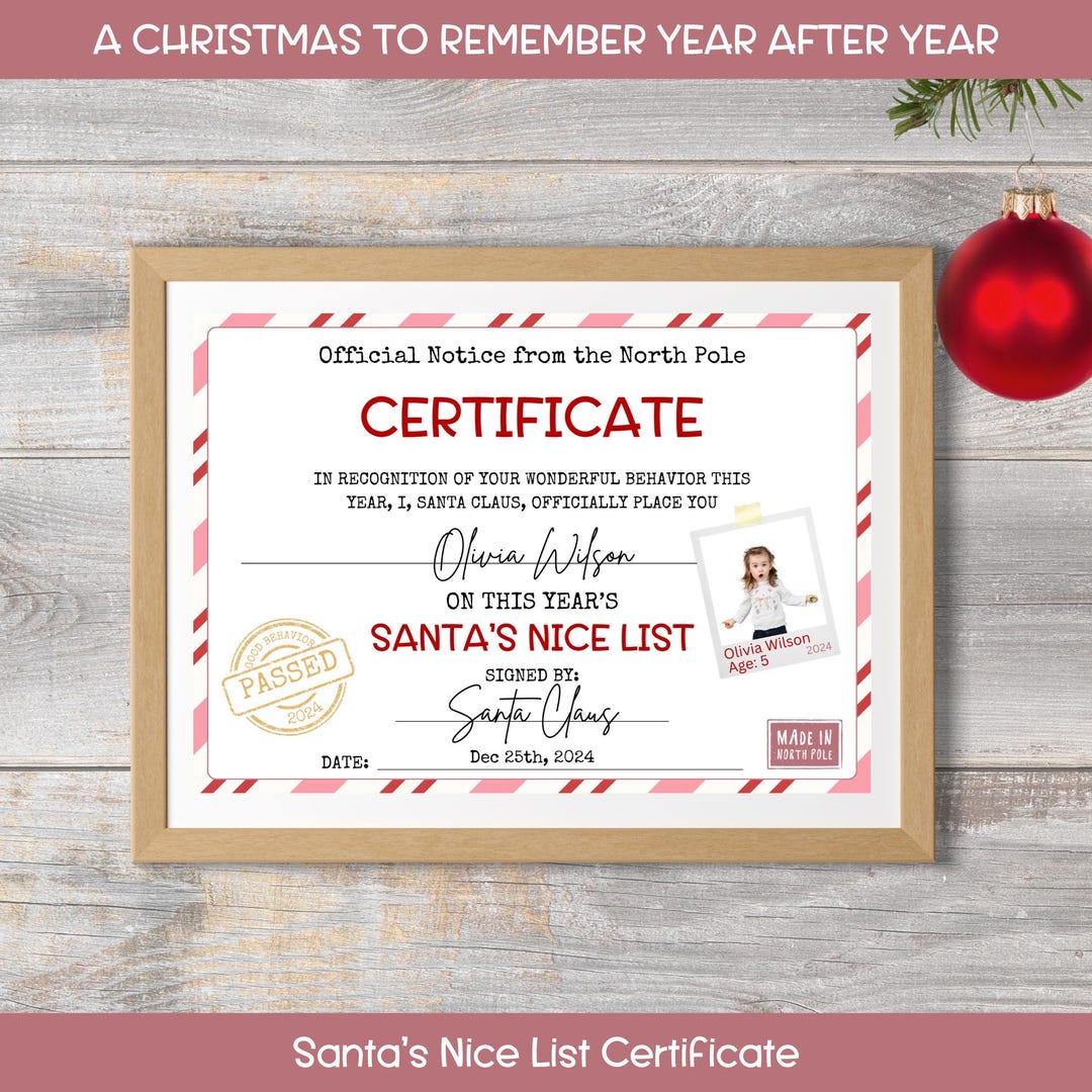 Editable Christmas Nice List Certificate Printable Naughty or Nice Xmas ...