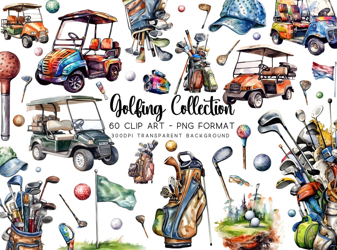 Watercolor Golf Clipart Bundle: Golf Club PNG Images (digital Download ...