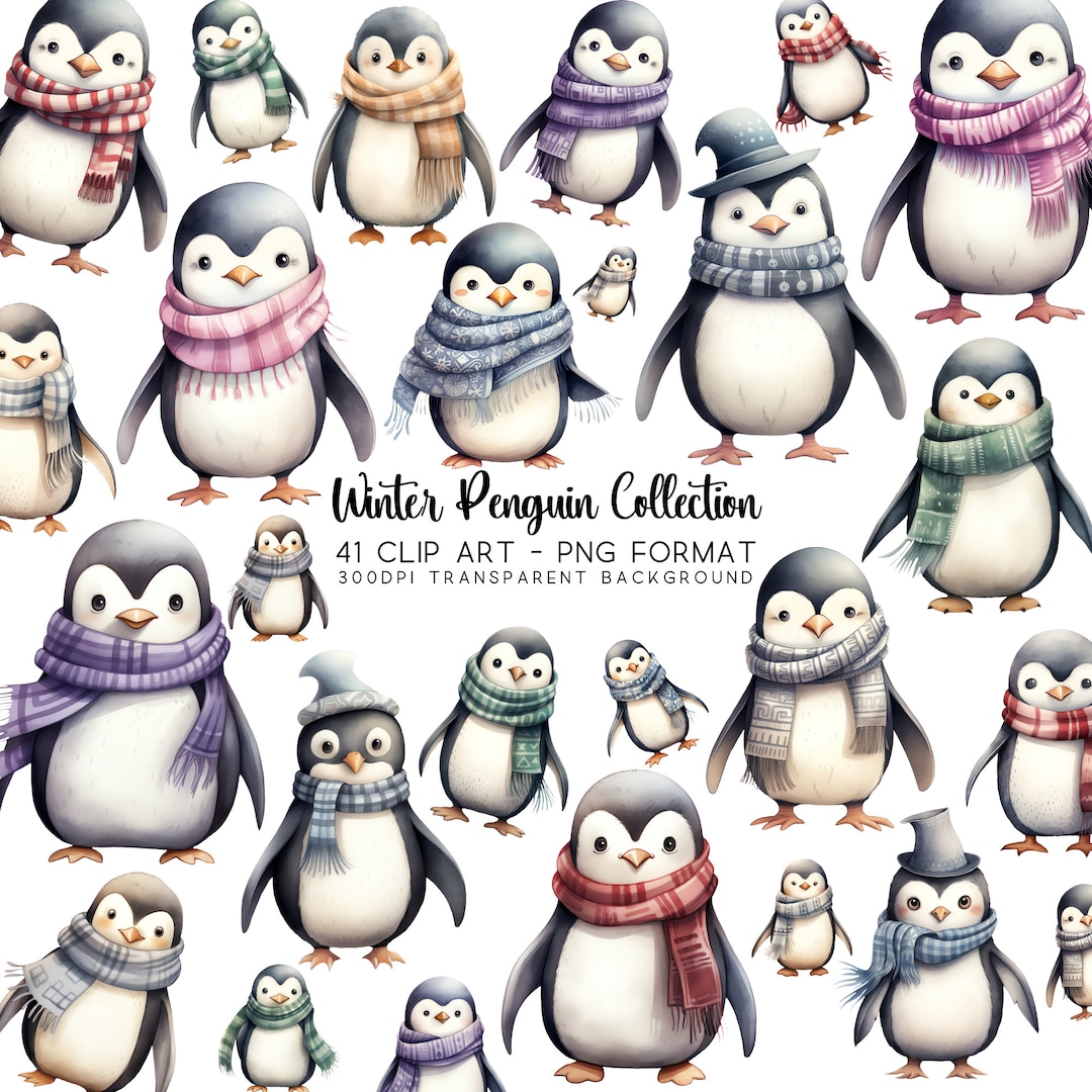 Penguin Clipart Bundle: Christmas Clip Art & Season Greetings PNG ...