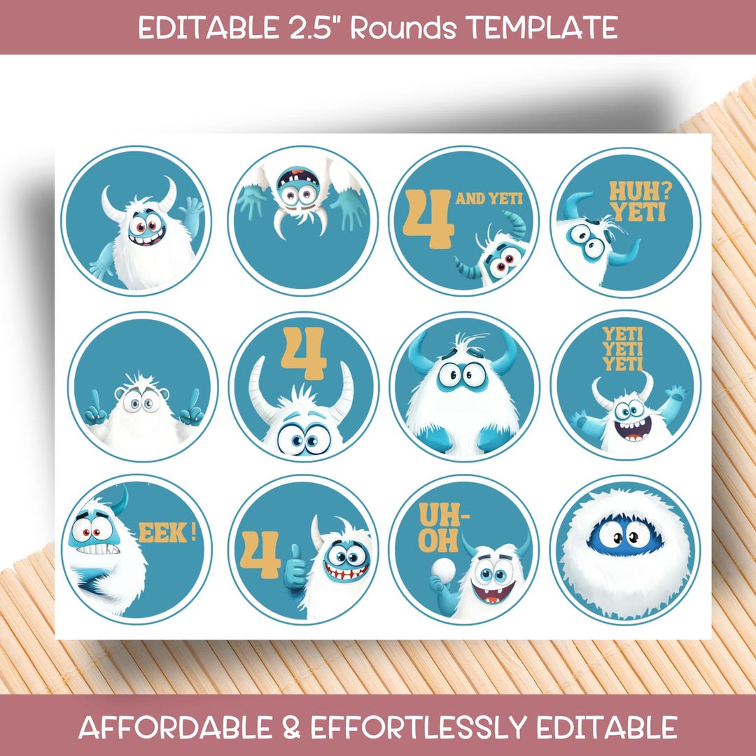 Yeti Party Favor Tag - Cupcake Topper Yeti Birthday Party ...