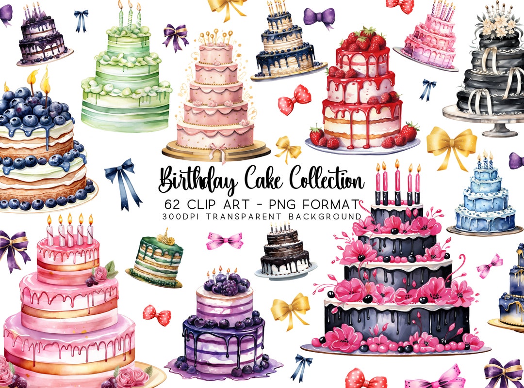 Birthday Clipart Library Cake Image Clip Art Bundle Set of 62 Image ...