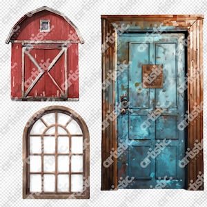 Door Clipart and Window Clip Art, Vintage Art Deco Doors and Windows ...