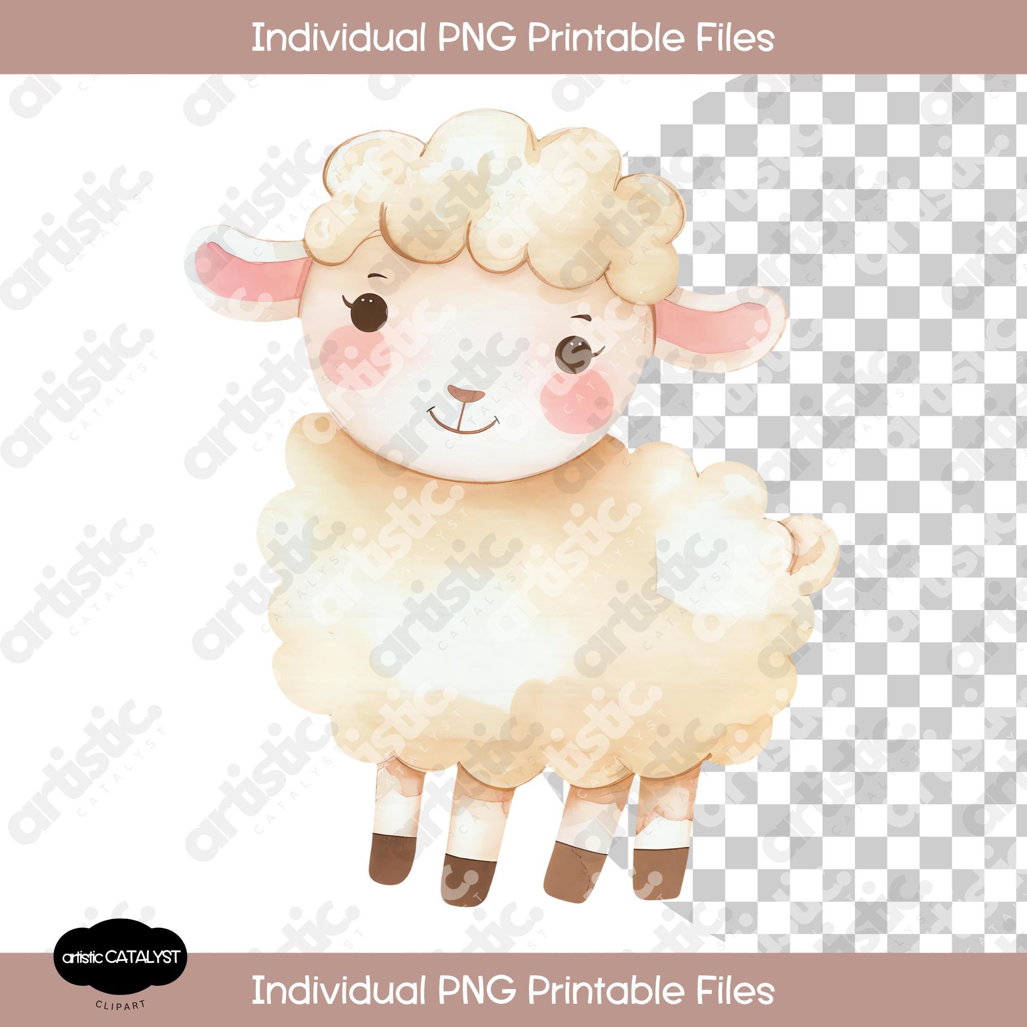 Watercolor Sheep Clipart Bundle: Farm Animal Graphics (digital Download ...