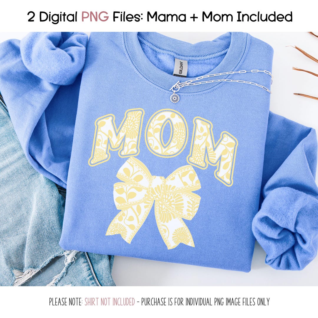 Yellow Mom PNG Clipart - Floral Bow Mama Sublimation Image for Mother’s ...