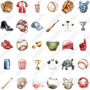 Watercolor Baseball Clipart Bundle: Sport PNG Graphics (digital Print ...