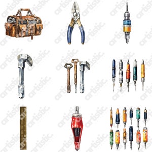 Watercolor Tool Clipart Bundle: Mechanic & Construction Art (26 PNG) - Etsy