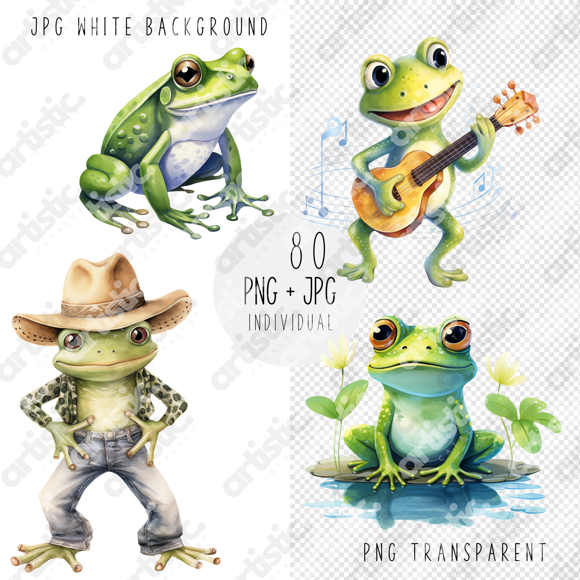 Watercolor Frog Clipart Bundle, Animal Pngs (digital Download) - Etsy
