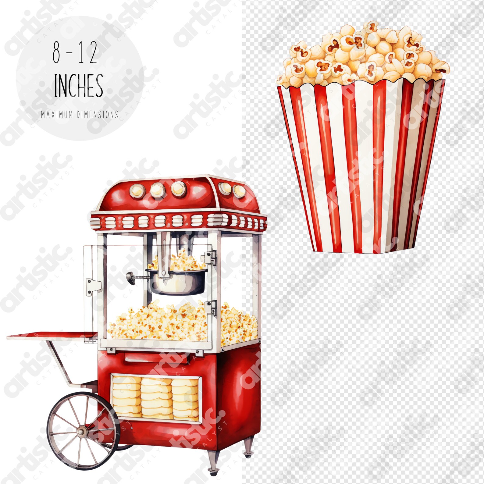 Watercolor Movie Night Clipart: Cinema PNG Images (26 Files) - Etsy