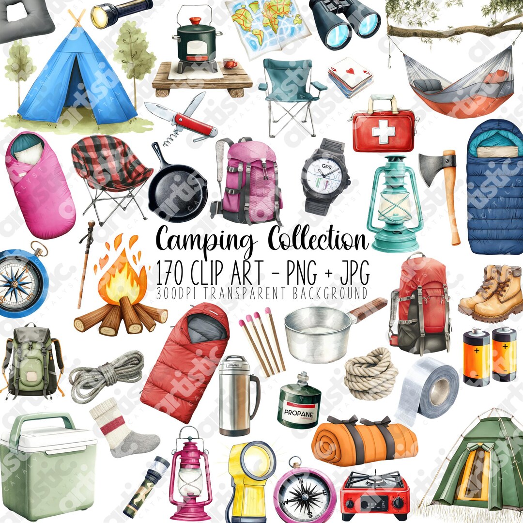 Camping Clipart PNG Bundle Outdoor Adventure Graphics for Grandpa T ...