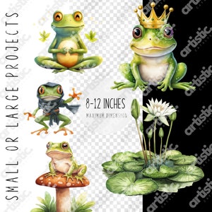 Frog Clipart Bundle, Watercolor Frog, Cute Frogs PNG, Sublimation Frog ...
