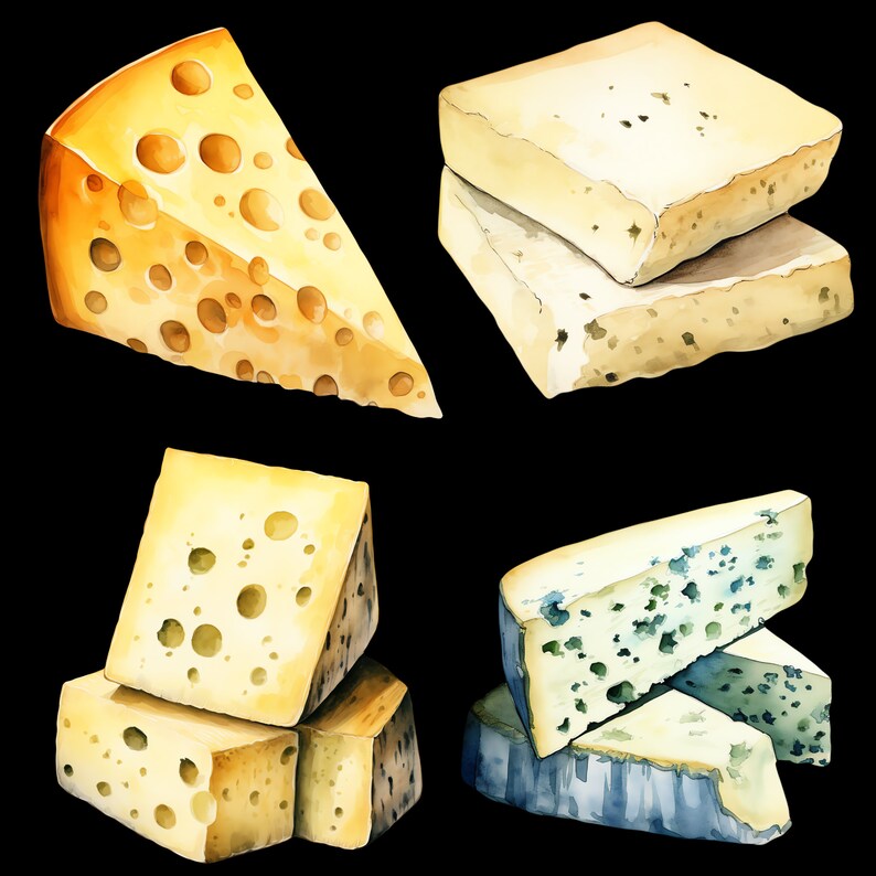 Cheese Clipart: Gourmet Cheese Image Files (PNG & JPG) - Etsy