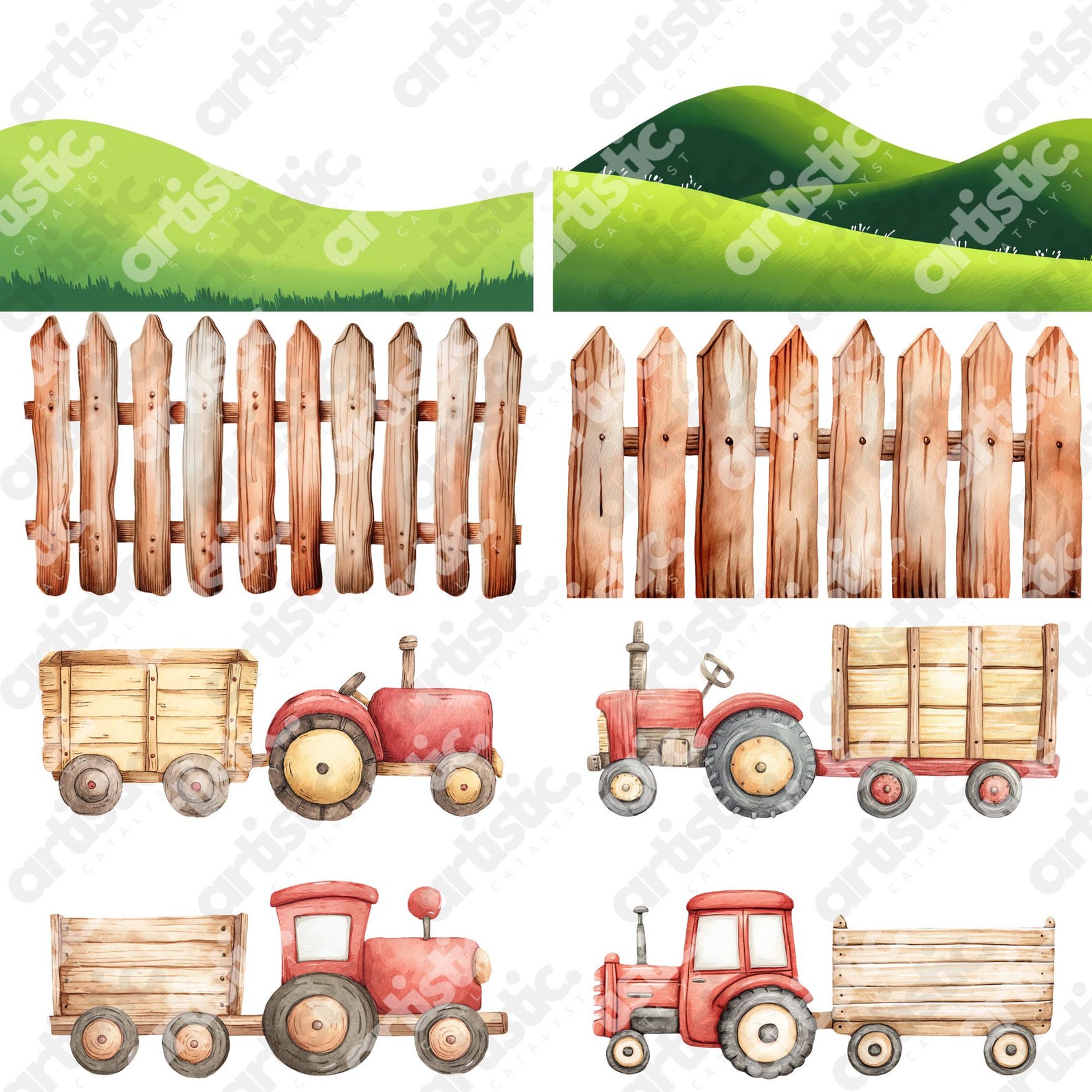 Watercolor Farm Animal Clipart Bundle: Country Nursery Decor (PNG) - Etsy