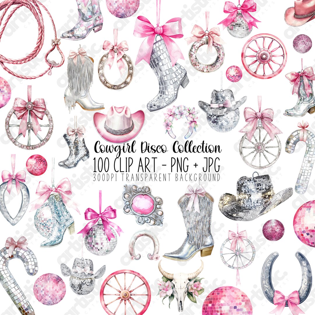 Cowgirl Disco Clipart Bundle: Watercolor Western Illustrations (PNG ...