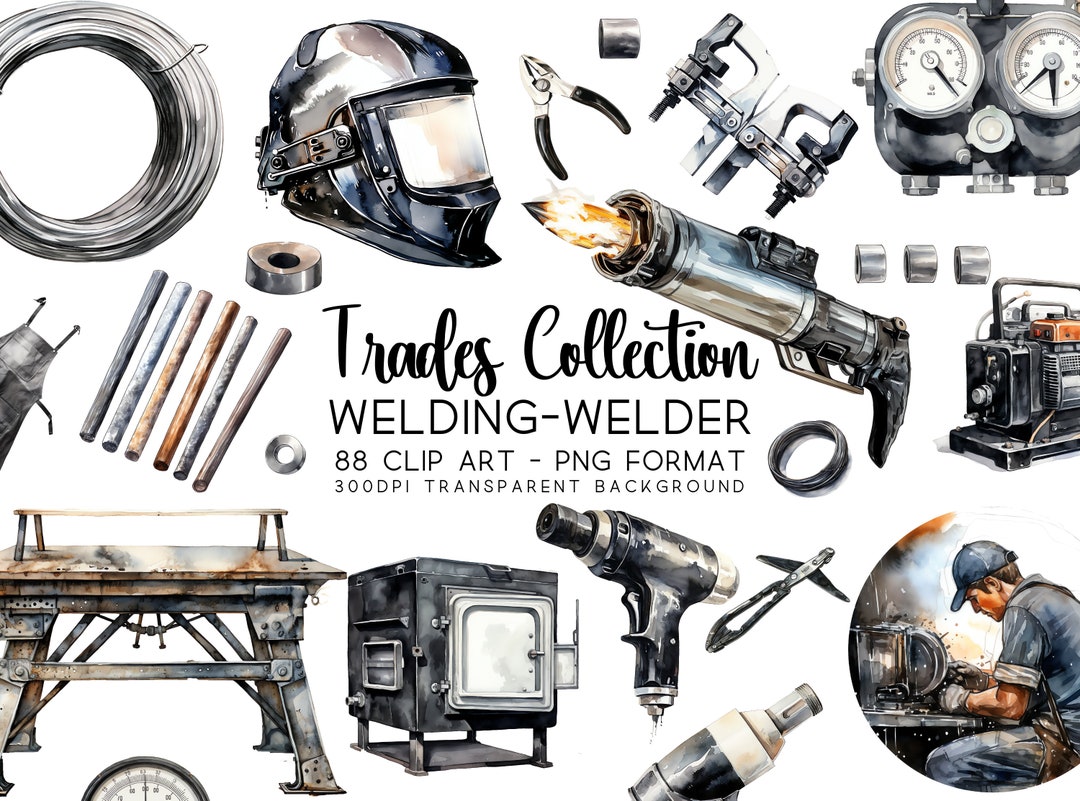 Welding Clipart Bundle: Watercolor Welder Tools PNG (digital Download ...