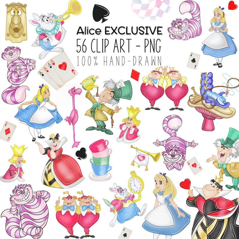 Watercolor Alice in Wonderland Clipart: Tea Party PNG Prints (56 Images ...