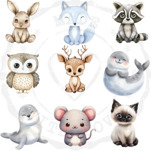 Animal Clipart, Cute Critters Sampler Watercolor Clipart | Baby Animal ...