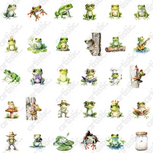 Frog Clipart Bundle, Watercolor Frog, Cute Frogs PNG, Sublimation Frog ...