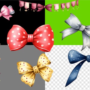 Bow Clipart | Watercolor Ribbon Clip Art Bundle Set | Transparent PNG ...