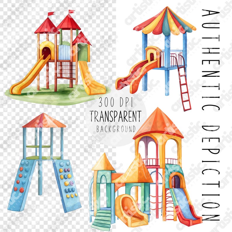 Playground Clipart Watercolor Bundle: (40 PNG) Digital Download Image ...