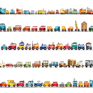 Toy Car Border Clipart Bundle, Watercolour PNG/JPG Set With Transparent ...