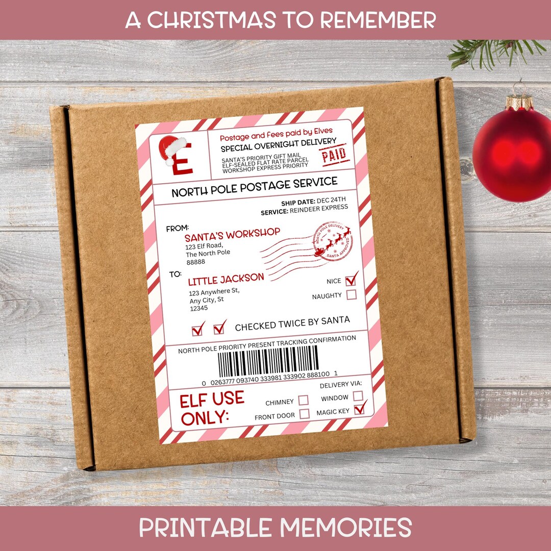 Editable Christmas North Pole Postage Label - Printable Ship Label ...