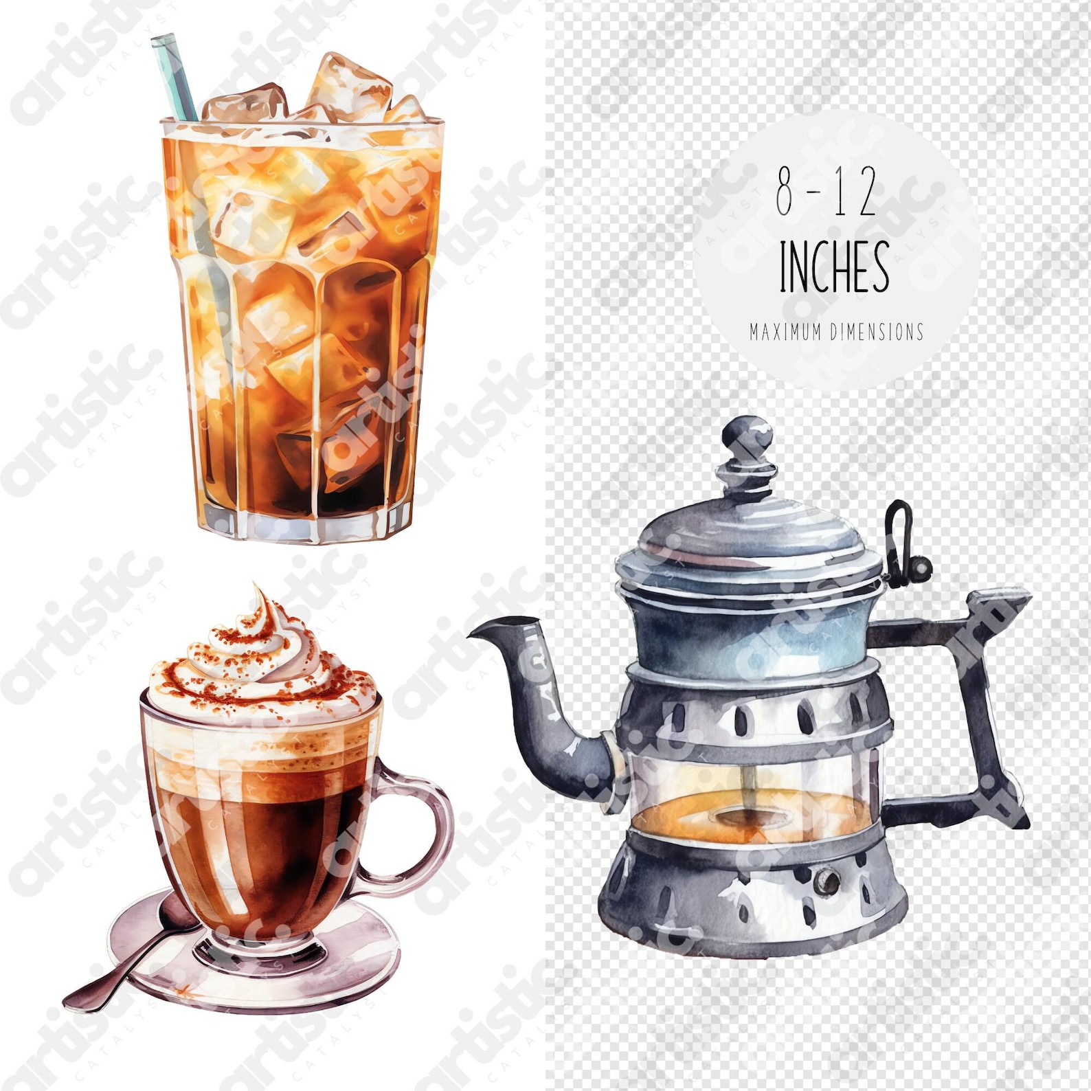 Watercolor Coffee Clipart Bundle: Autumn Drinks, Scrapbooking (26 PNG ...