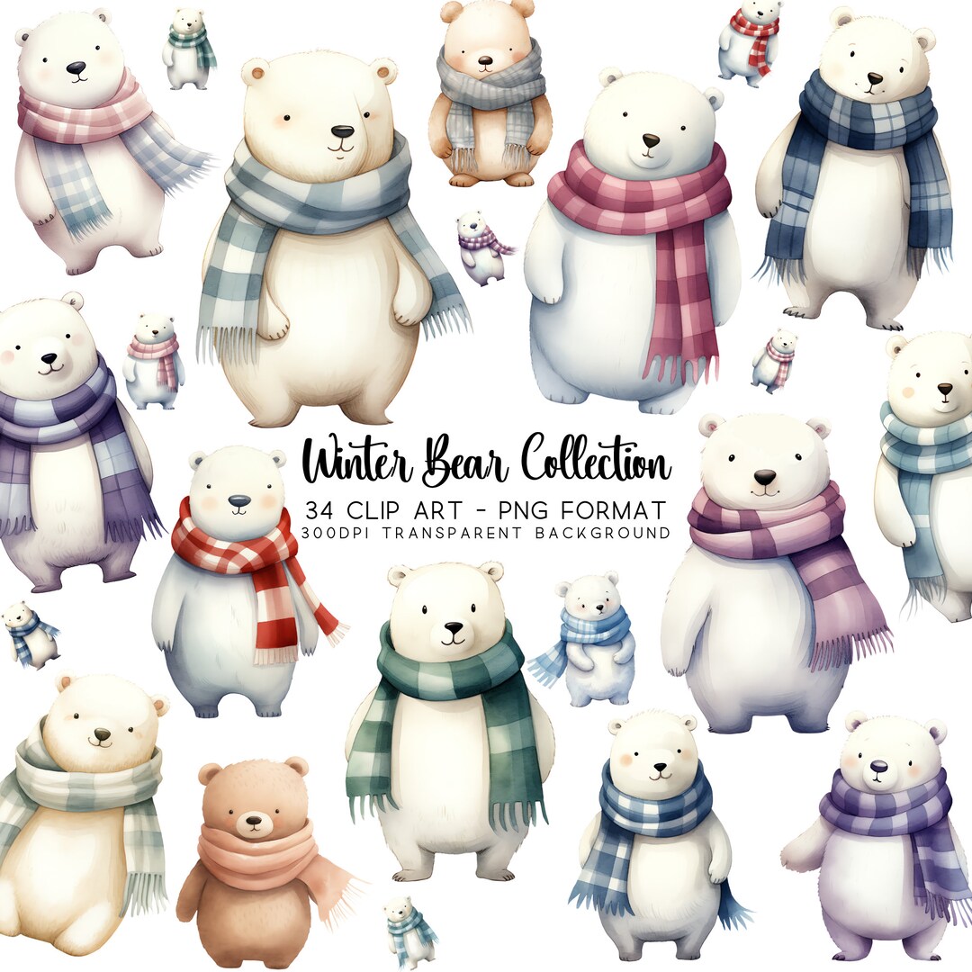 Christmas Bear Clipart Bundle: 34 Winter Pngs (digital Elements) - Etsy