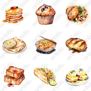 Watercolor Meal Clipart Bundle: Food Illustrations (26 PNG Files) - Etsy