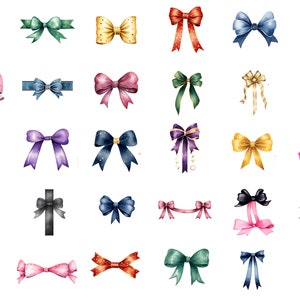 Bow Clipart | Watercolor Ribbon Clip Art Bundle Set | Transparent PNG ...