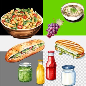 Watercolor Lunch Clipart Bundle: 200+ Food Graphics (PNG/JPG) - Etsy