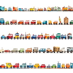 Watercolor Toy Car Border Clipart: PNG/JPG, Kids Nursery (digital ...
