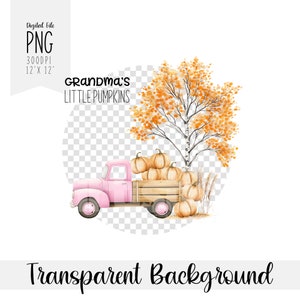 Pink Truck PNG - Fall Truck Clipart With Pumpkins and Autumn Tree ...
